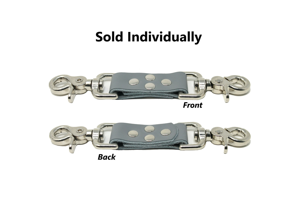 2 Point Cuff Clip Gray Leather Restraint Connector (Grey) – The Leather Boy