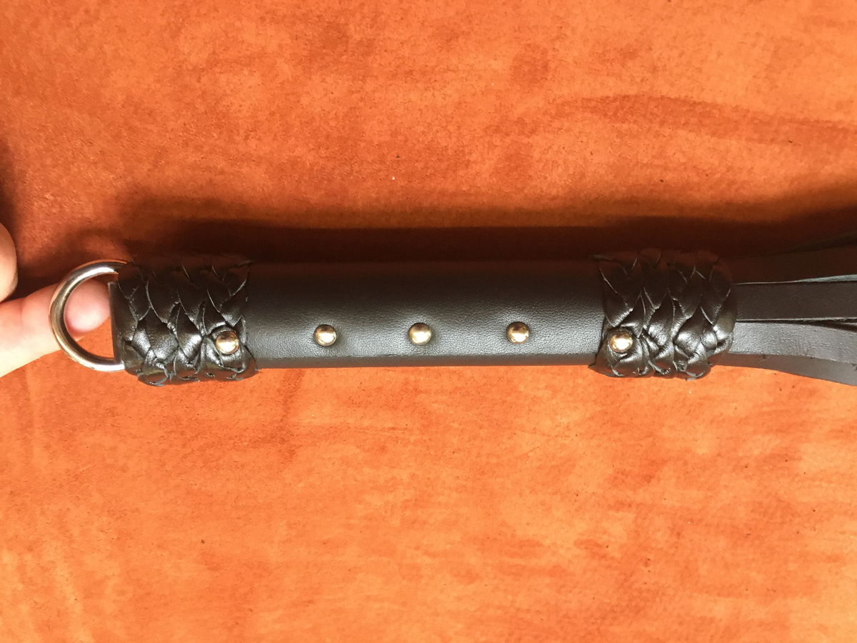 30" Black Leather Tail Whip, Heavy Duty Braided Handle – The Leather Boy